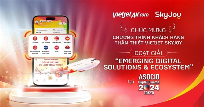 Vietjet SkyJoy nhận giải ASOCIO DX Award 2024 về đổi mới trải nghiệm Hội viên